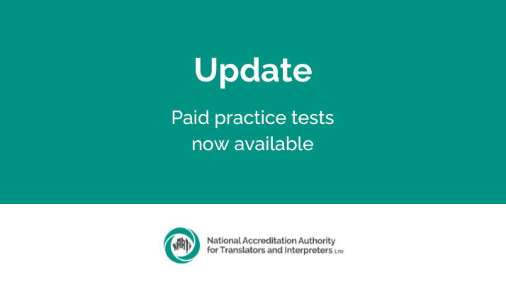 Paid practice tests now available - NAATI